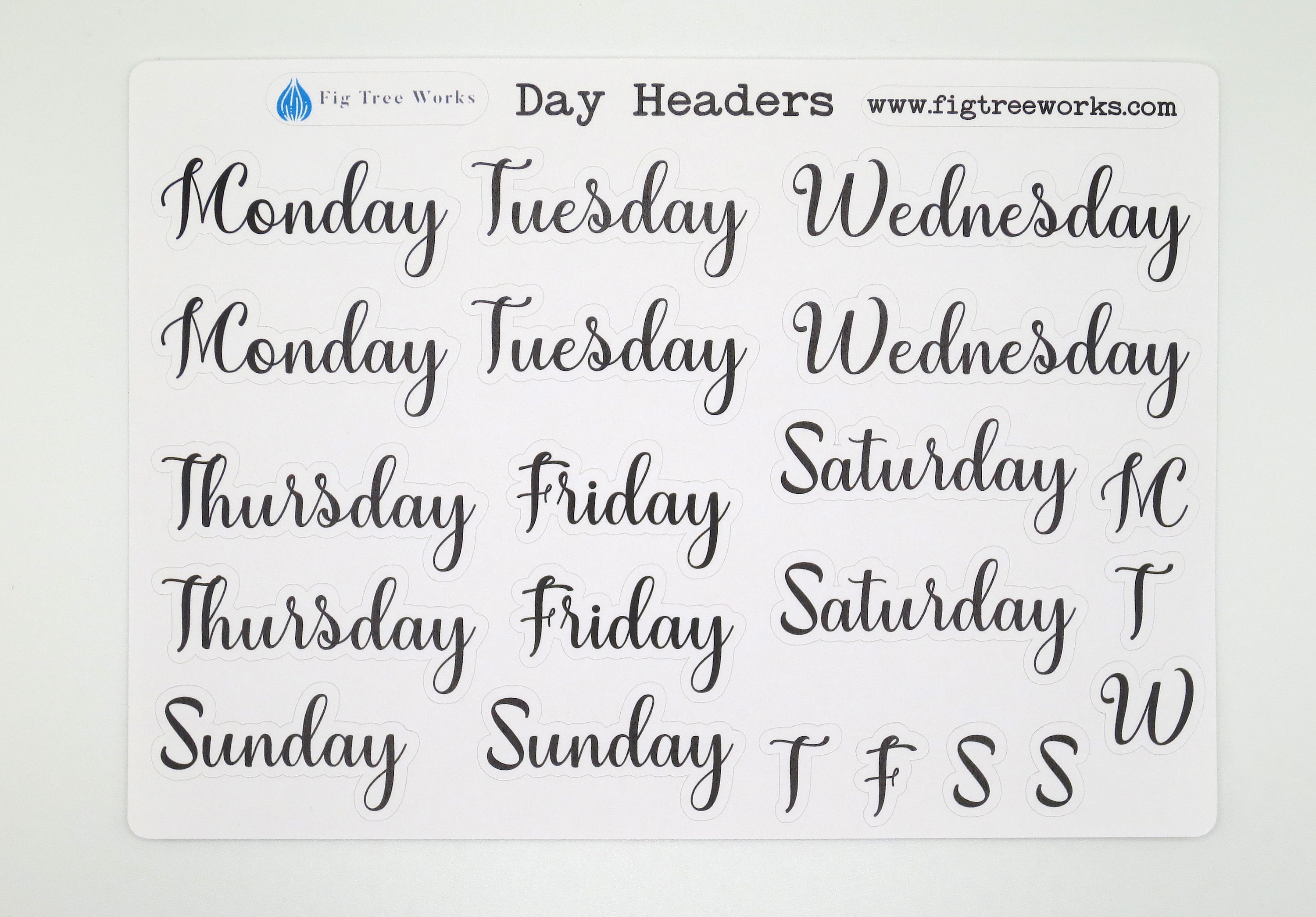 Days of the Week Header Planner Stickers Weekday Name | Etsy