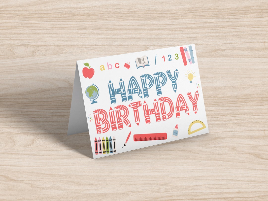 Happy Birthday Card for Teachers | Greeting Card | 7" X 5" Card - Etsy