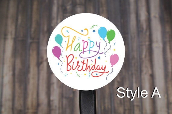 Happy Birthday Round Stickers Gift Card Envelope Seals Gift | Etsy