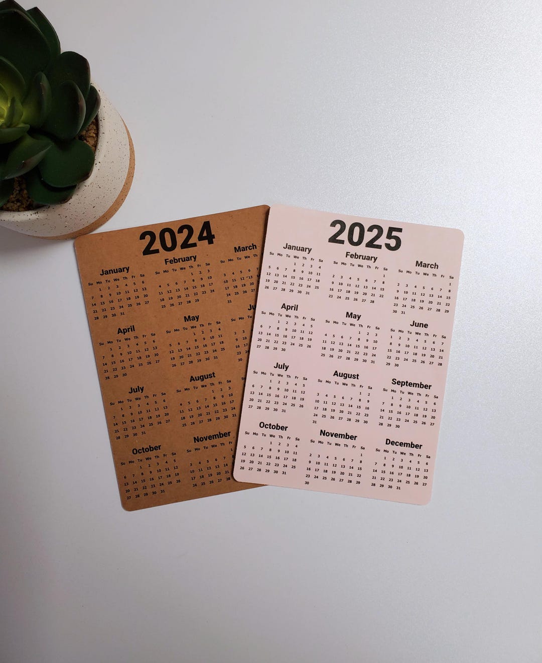 Year at A Glance Calendar Sticker Minimalist Bold Design | 2024, 2025 ...