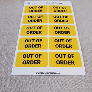 Out of Order Sticker Sheet | Safety Warning Caution Stickers | Planner ...