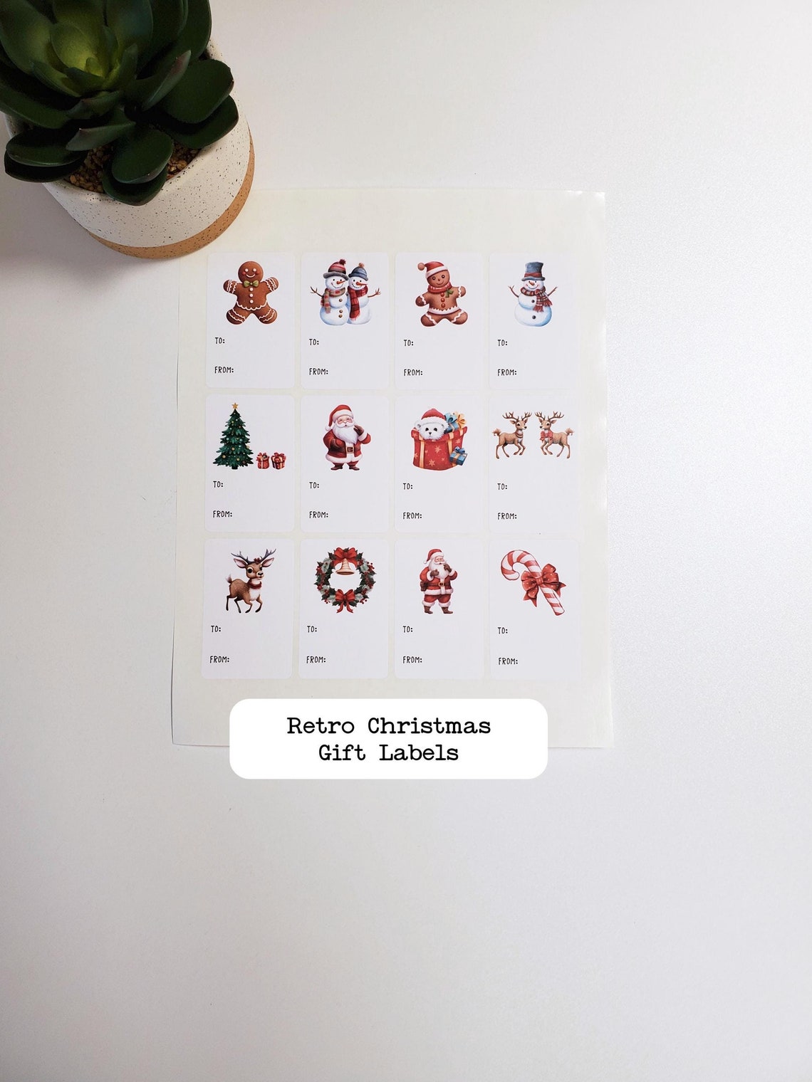 Retro Christmas Gift Labels | Holiday Gift Tags | Present Stickers - Etsy