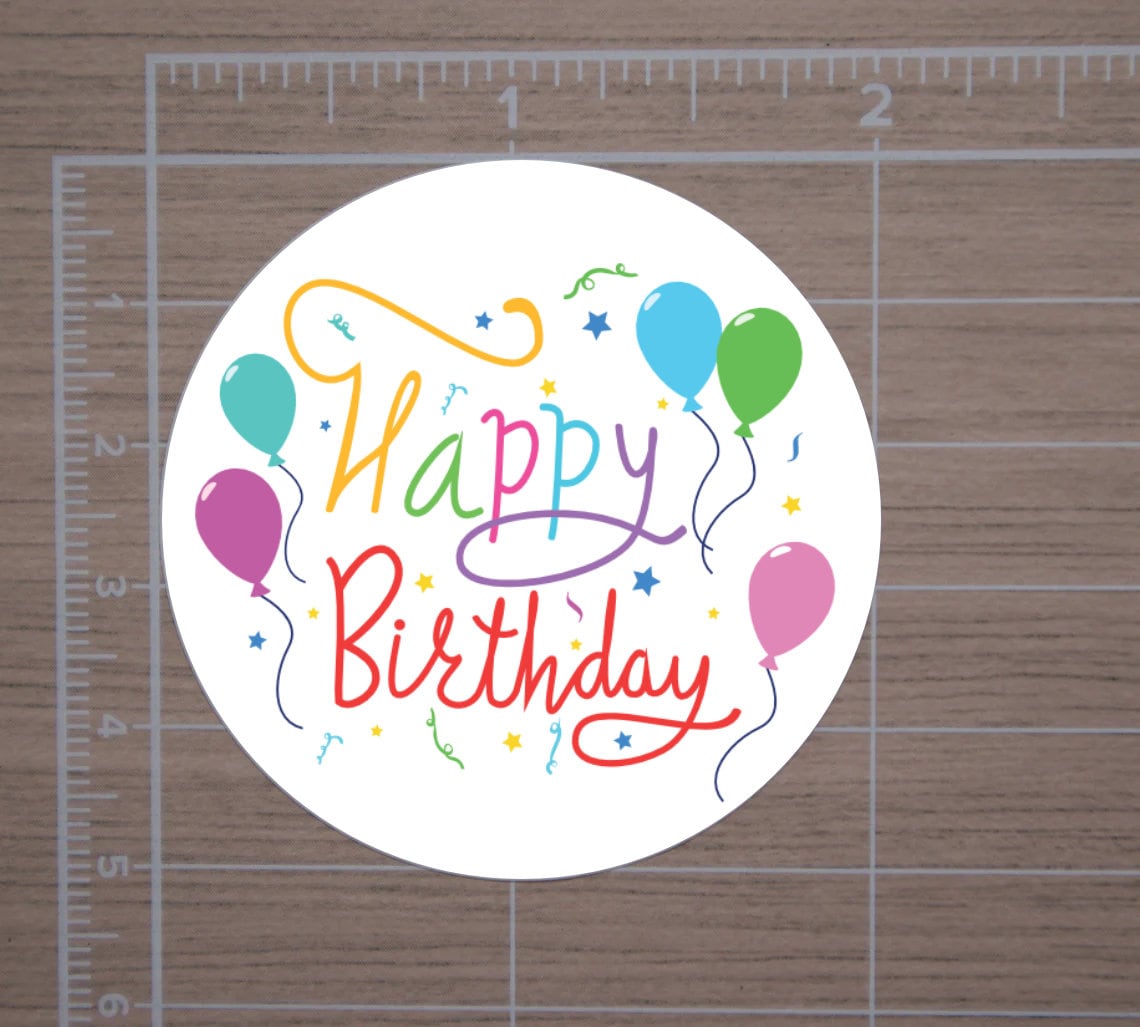 Happy Birthday Round Stickers Gift Card Envelope Seals Gift - Etsy