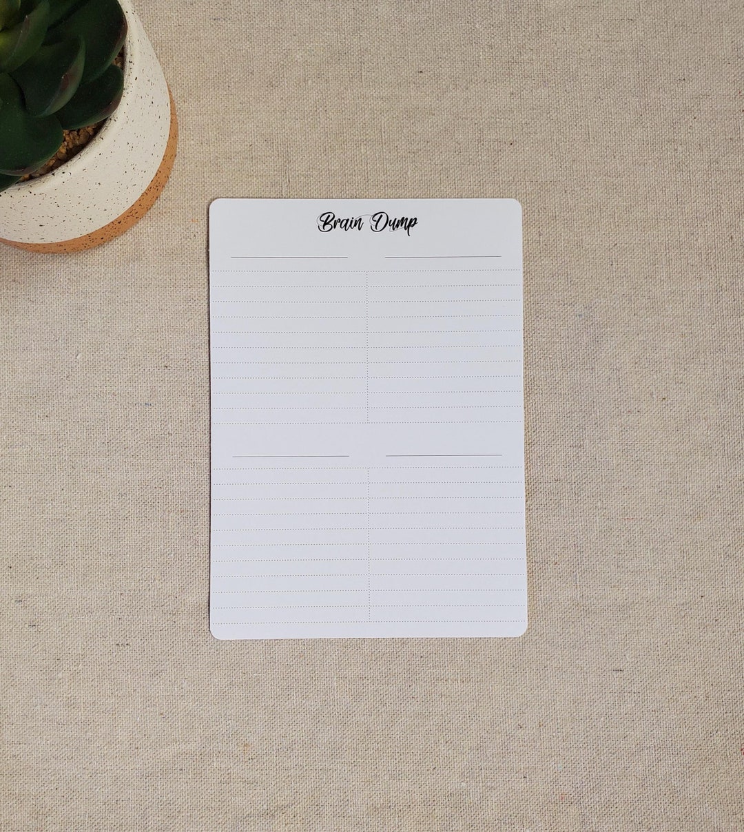 Blank Brain Dump Sticker for Planners and Journals | Matte Finish, 5" X ...