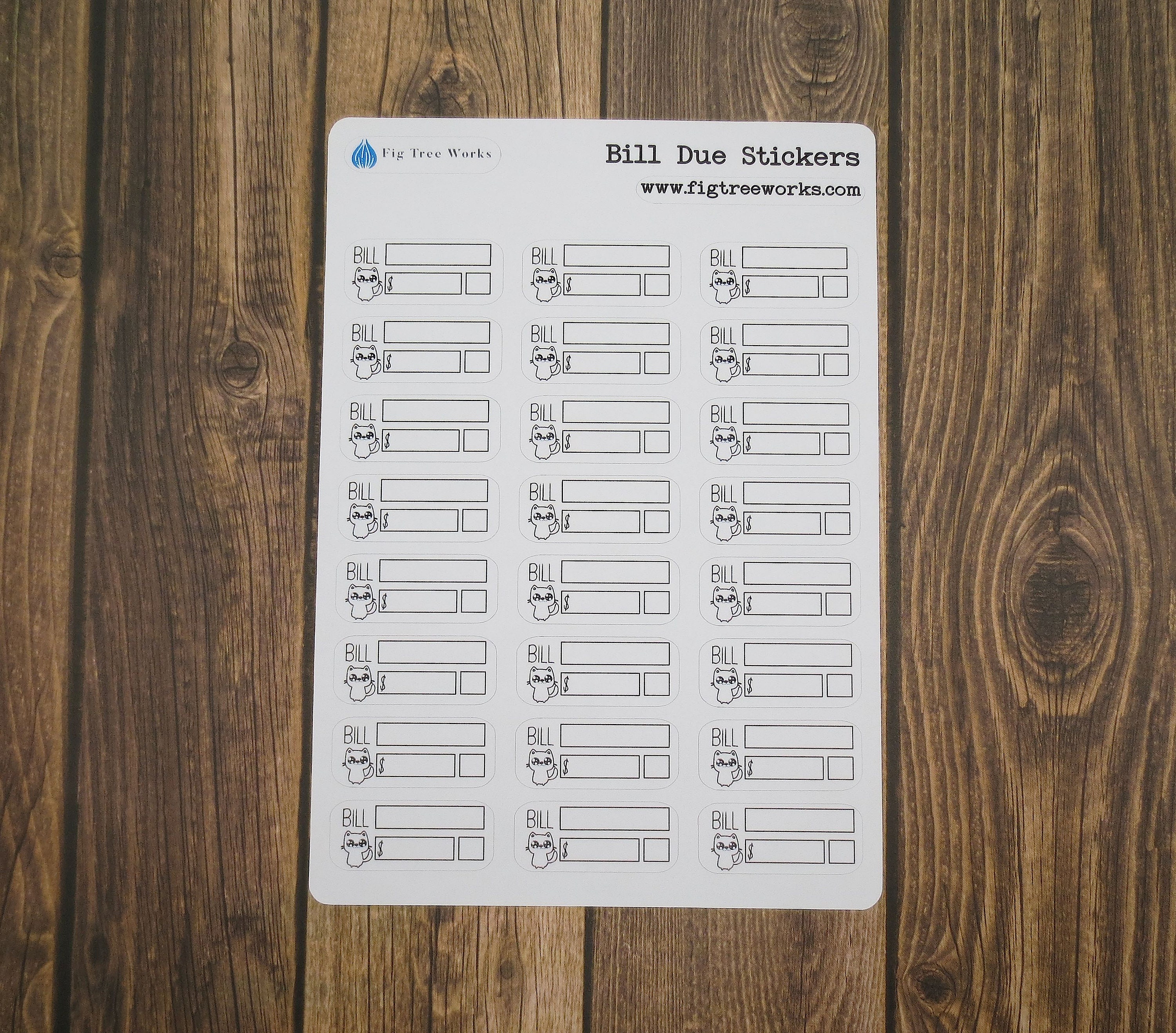 Bill Due Stickers Payment Bill Due Cat Design Sticker Sheet - Etsy
