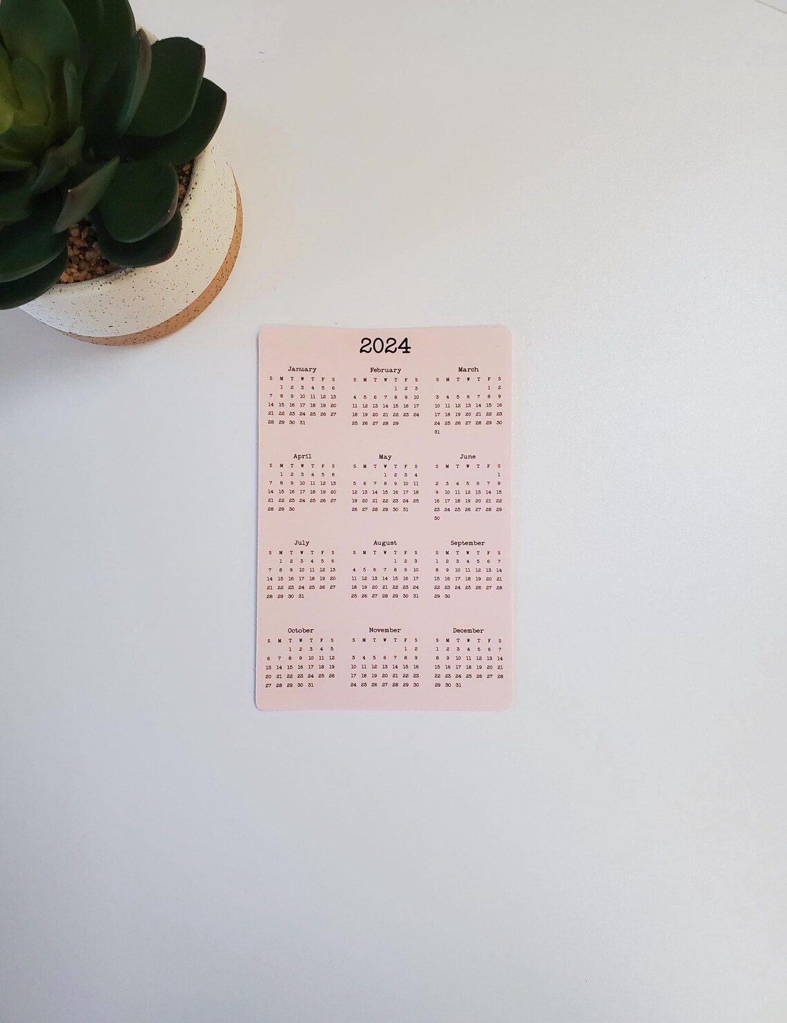 4" X 6" Year at A Glance Calendar Sticker | Start on Any Month | for ...