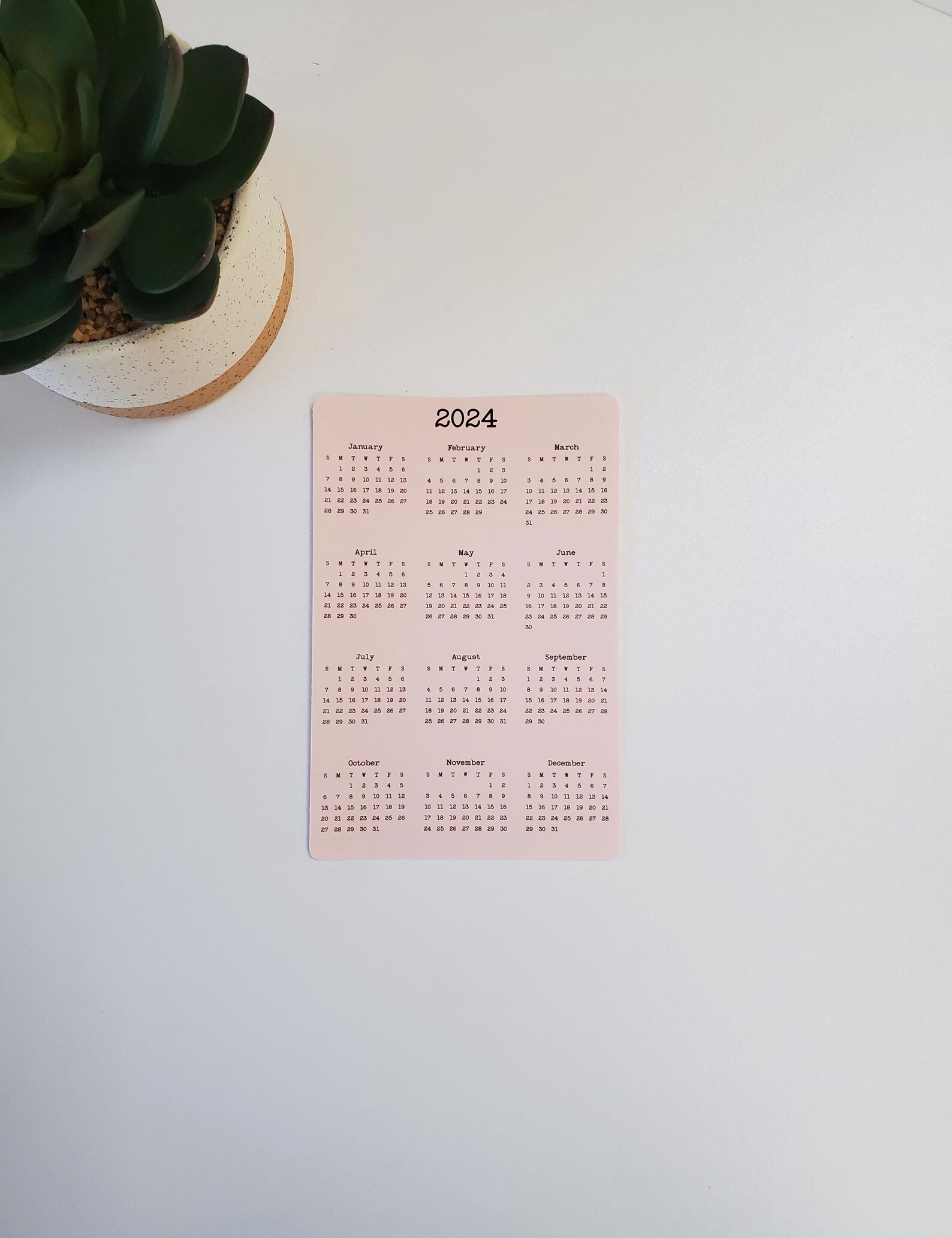 4" X 6" Year at A Glance Calendar Sticker | Start on Any Month | for ...