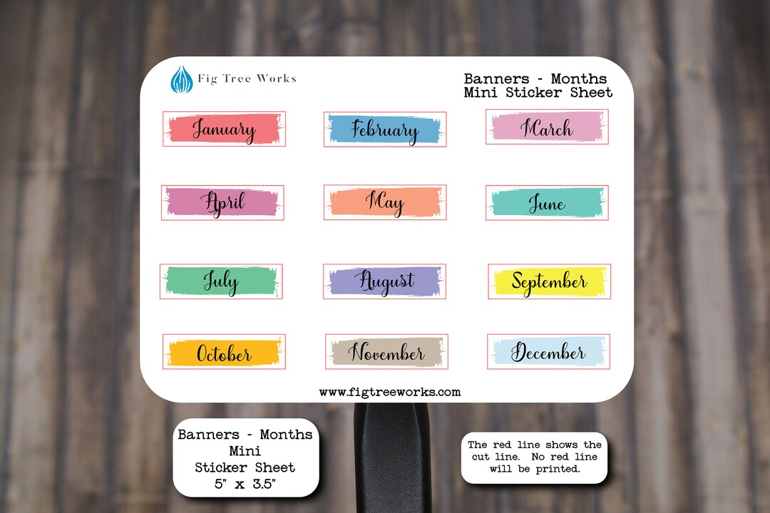 Months Banner Mini Sticker Sheet Months Header for Planner Stickers for ...