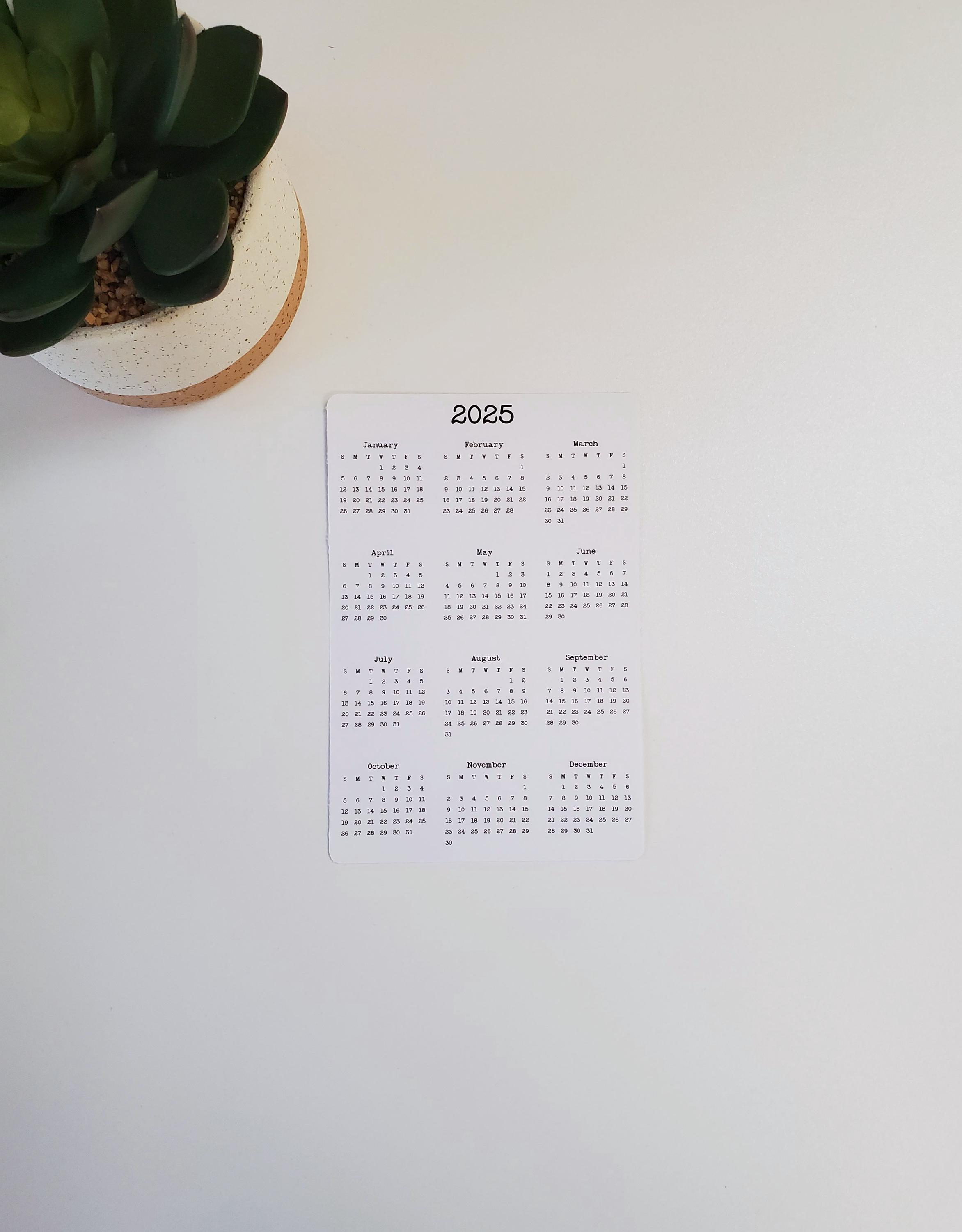 4" X 6" Year at A Glance Calendar Sticker | Start on Any Month | for ...