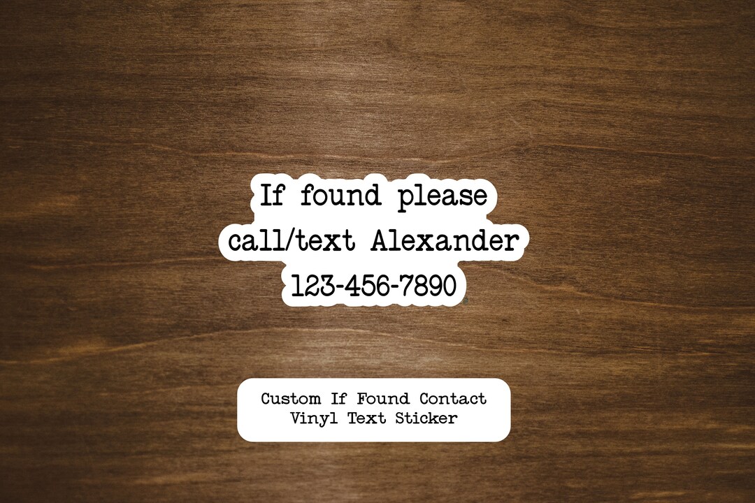 Custom If Found Contact Information Vinyl Sticker - Etsy