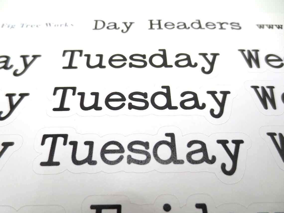 Days of the Week Header Planner Stickers Weekday Name - Etsy