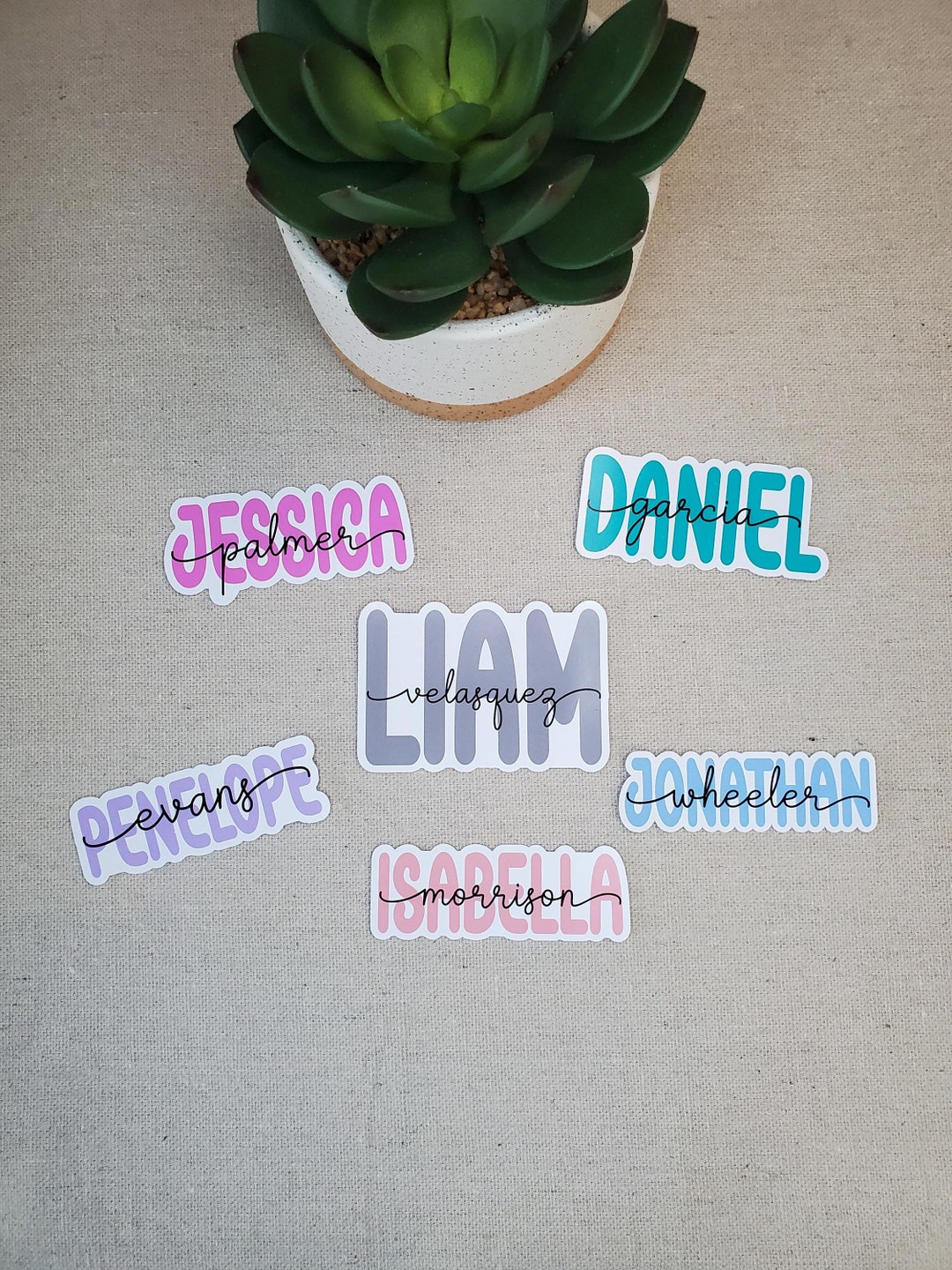 Custom Name Sticker | Vinyl Name Sticker Labels | Contour Cut, Glossy ...