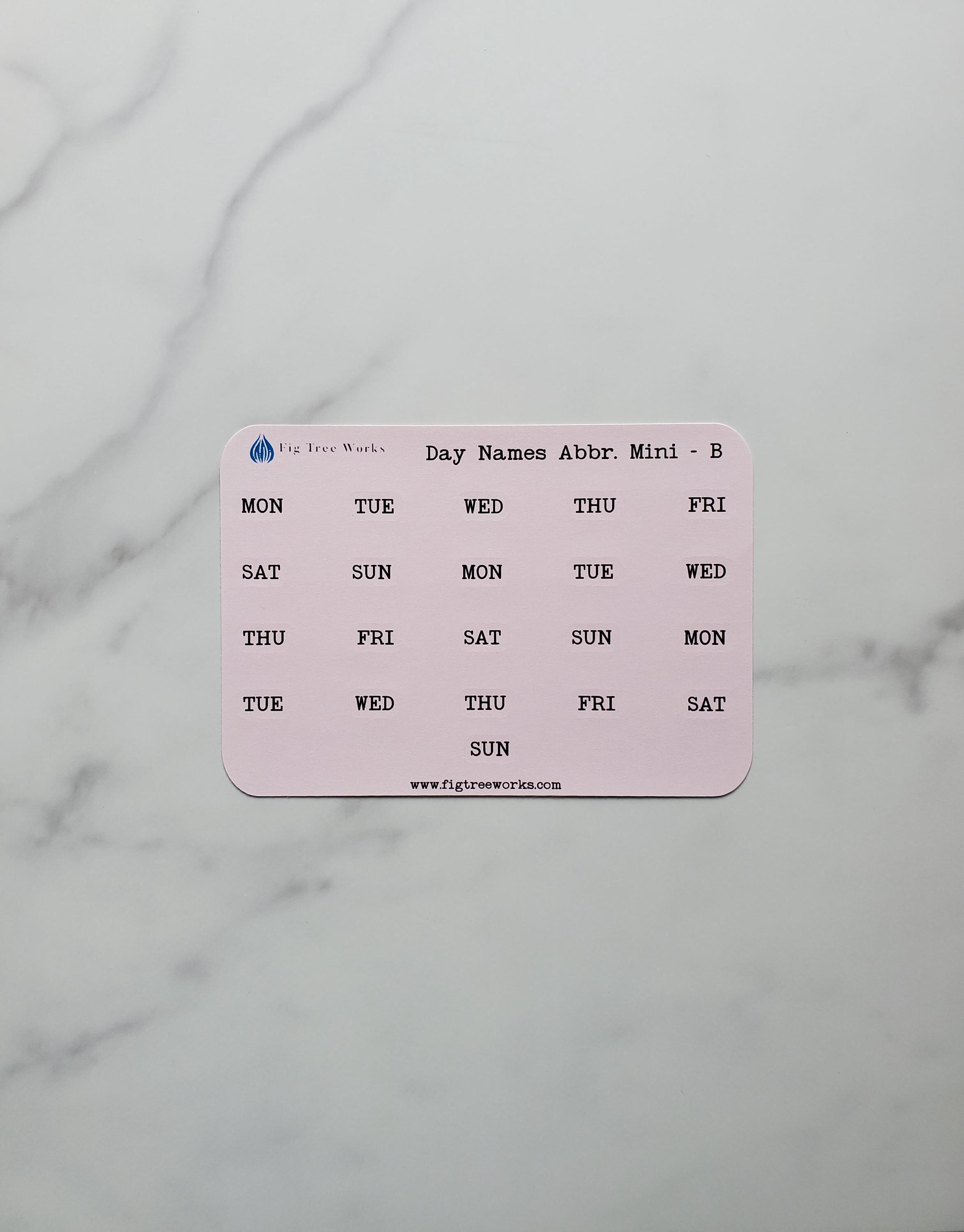 Day Names Abbreviated Mini Sticker Sheet | Weekday Name Sticker, Kiss ...