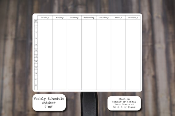 Large Weekly Schedule Stickers for Planners and Journals | Etsy