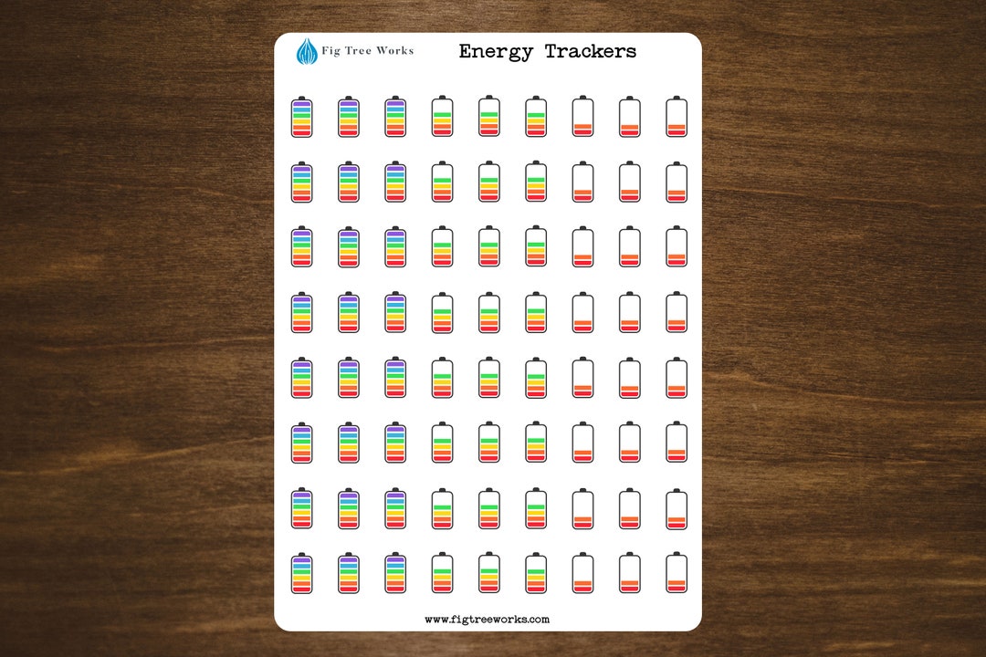 Energy Trackers Sticker Sheet for Bujos, Planners and Calendars | Kiss ...