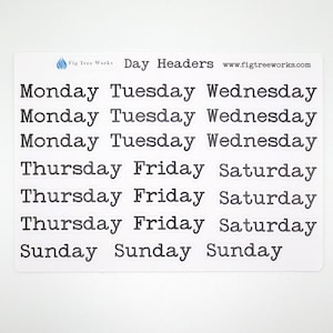 Days of the Week Header Planner Stickers | Weekday Name Sticker, Kiss ...
