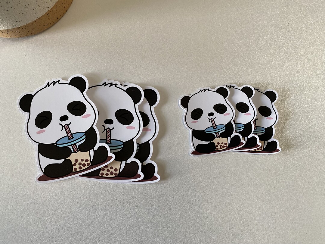 Panda Boba Vinyl Sticker | Cute Panda Drinking Boba Sticker | for ...