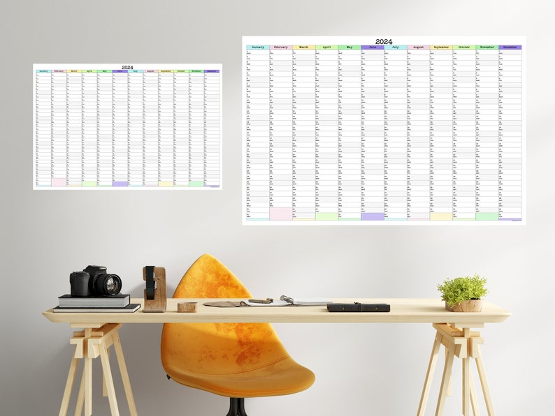 Minimalist Large Wall Calendar Starting on the Year and Month of Your ...