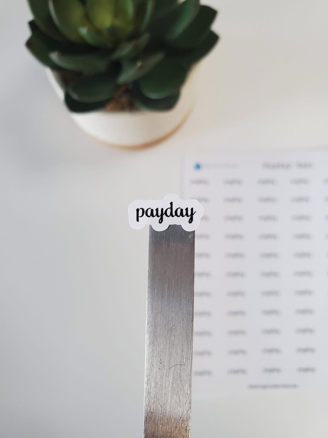 Payday Script Text Stickers for Planners, Journals, Calendars, Agendas | Kiss Cut, Matte Finish ...