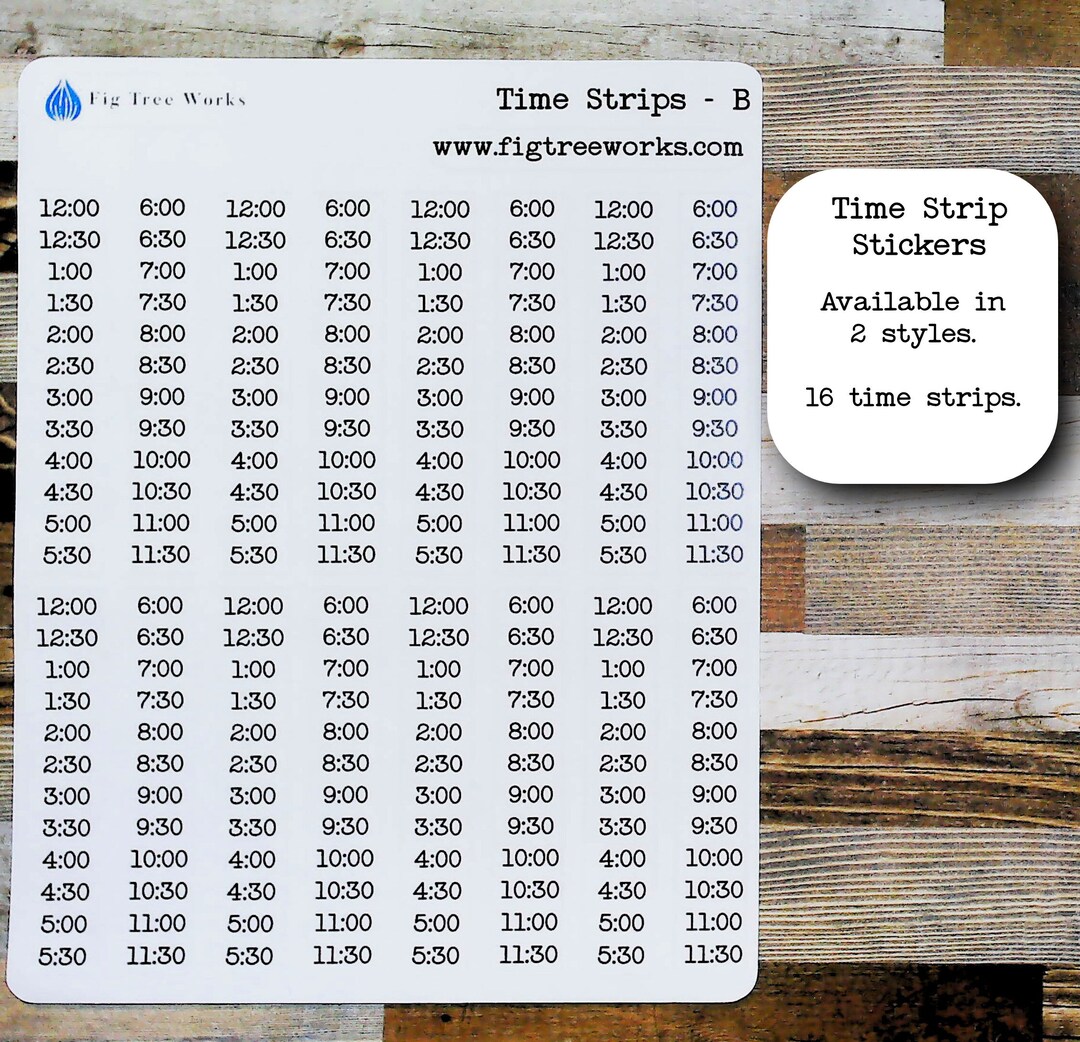 Time Strip Stickers Planner and Journal Stickers Matte Finish Style B ...