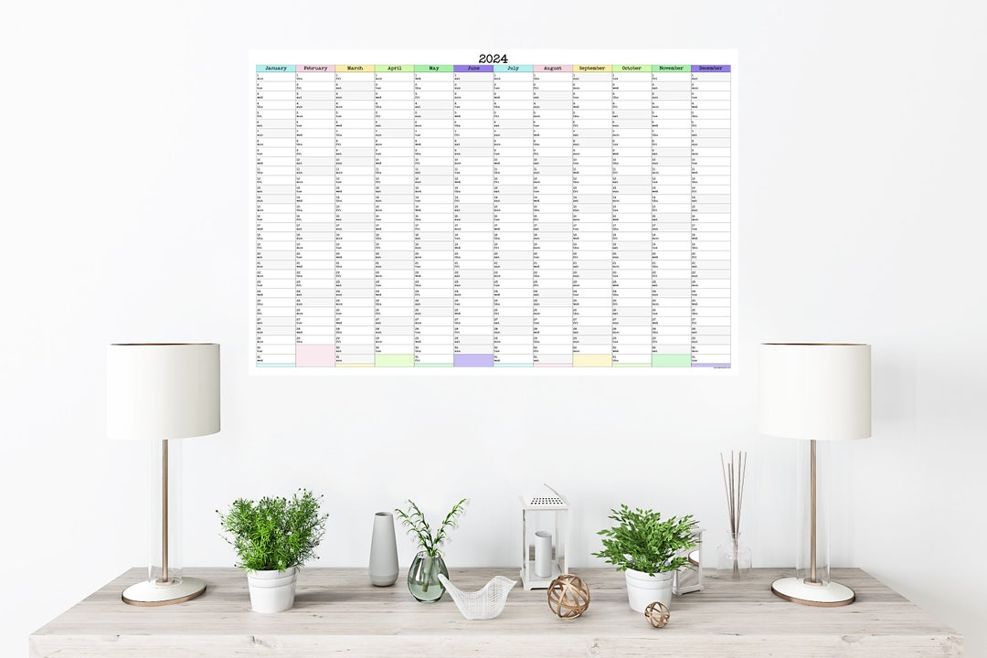 Minimalist Large Wall Calendar Starting on the Year and Month of Your ...