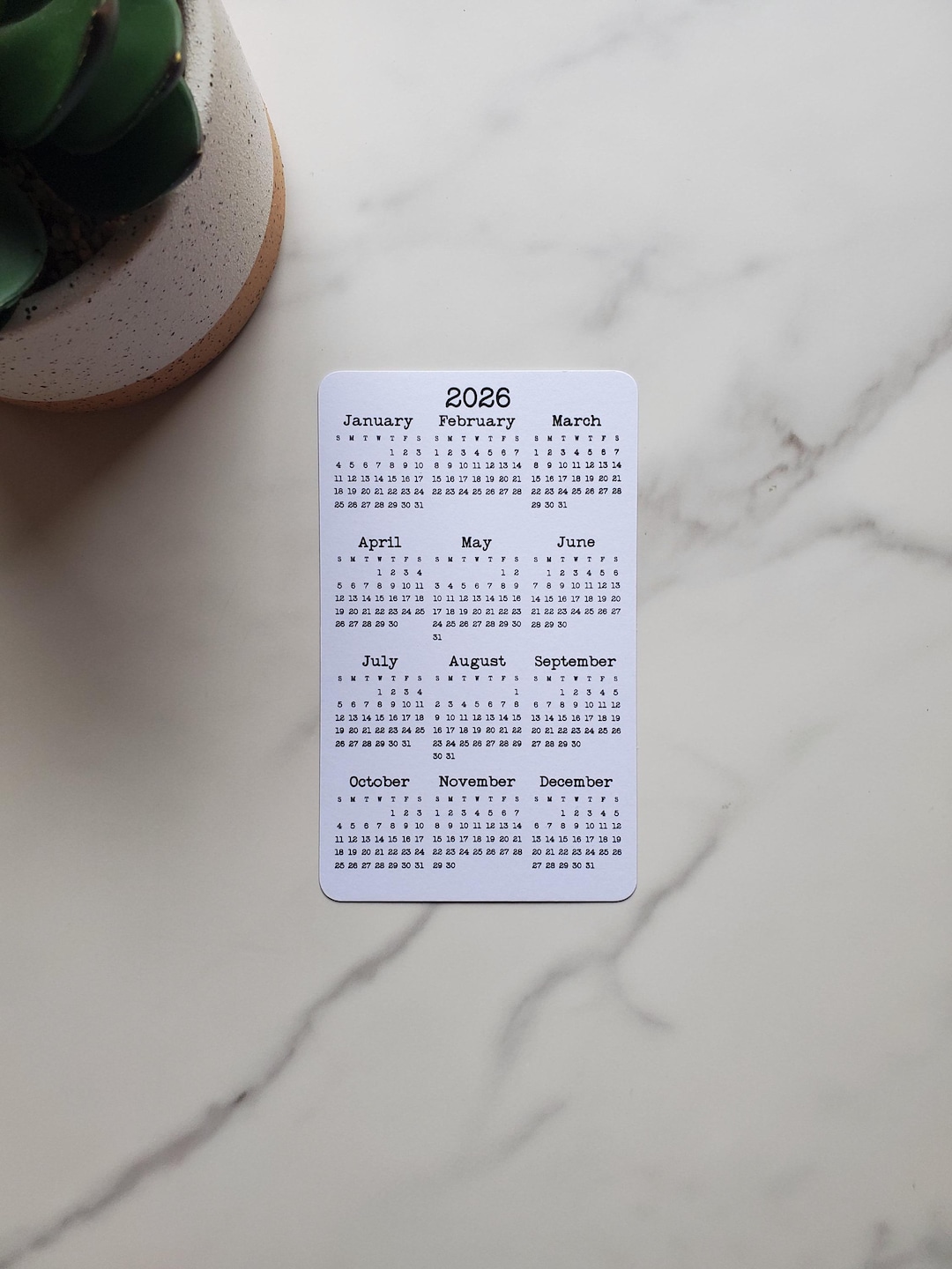Small Year at A Glance Cardstock Calendar | 2026 - 2028 | Start on Any ...