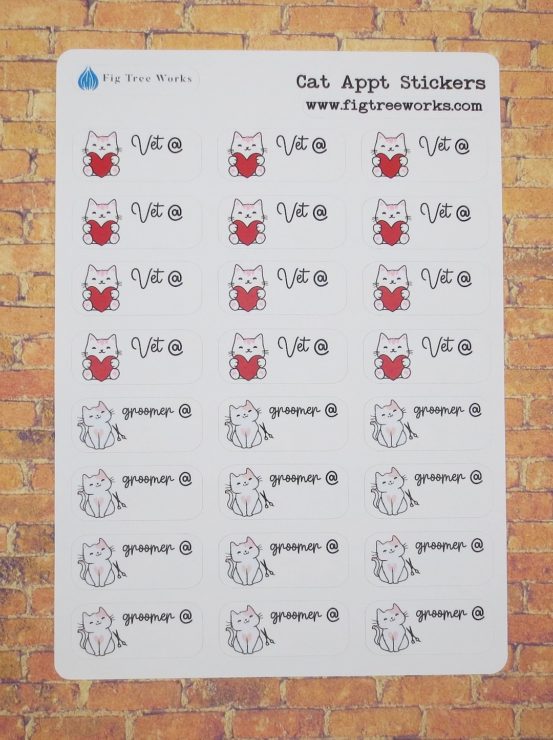 Vet Cat Appointment Stickers, Groomer Cat Appointment Stickers ...