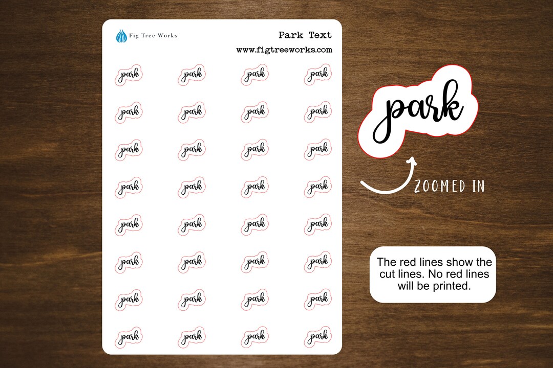 Park Script Stickers | Park Text | Kiss Cut, Matte Finish for Planners ...