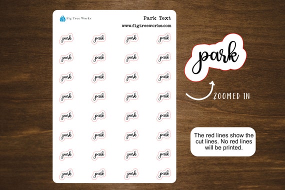 Park Script Stickers Park Text Kiss Cut Matte Finish for | Etsy