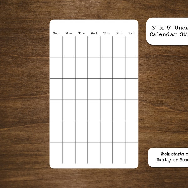 Small Blank Calendar Stickers - Etsy