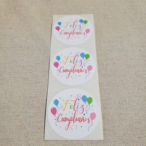 Feliz Cumpleaños Round Stickers, Gift Card Envelope Seals, Gift Wrap ...