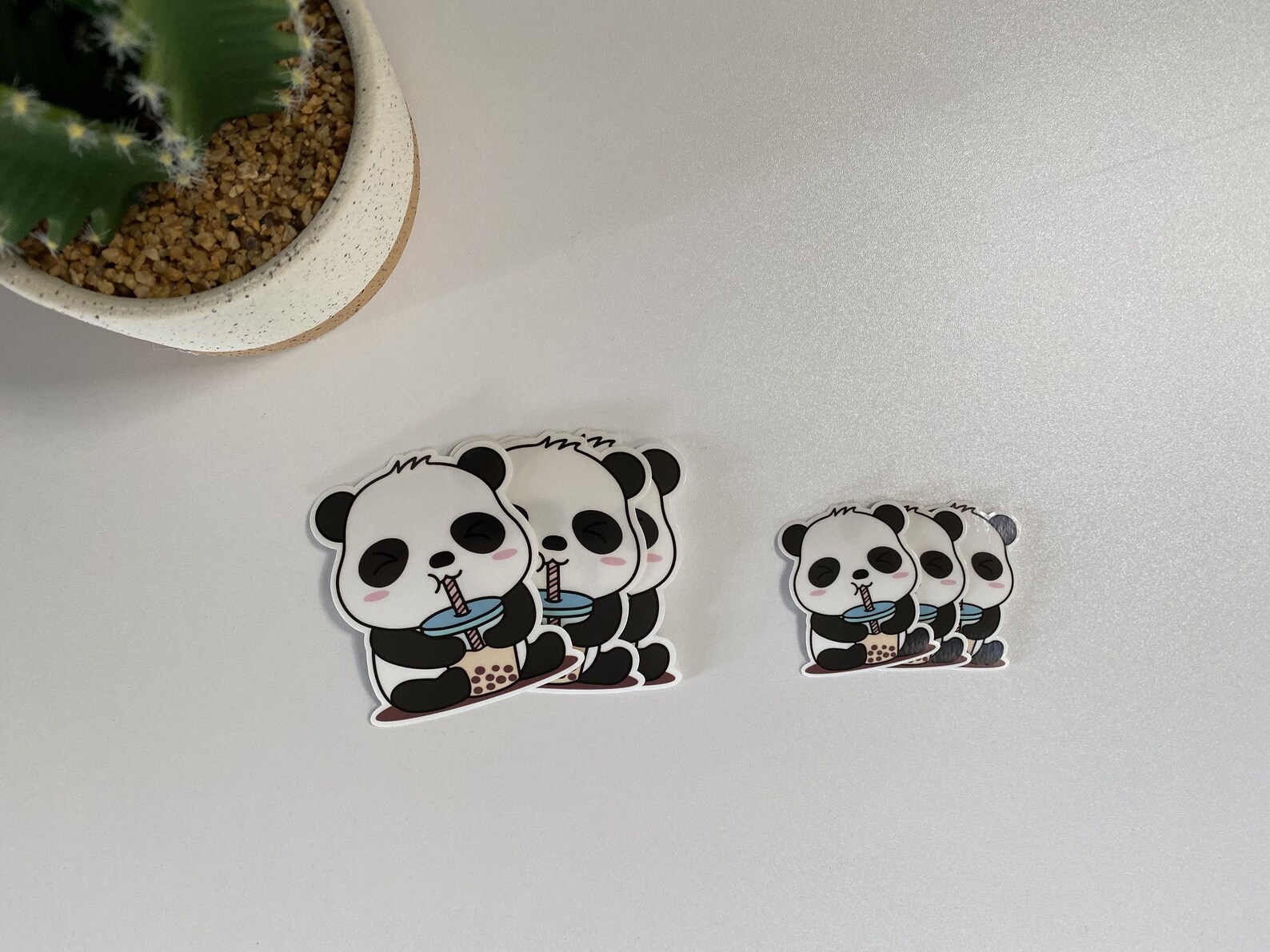 Panda Boba Clear Vinyl Sticker | Cute Panda Drinking Boba Sticker | for ...