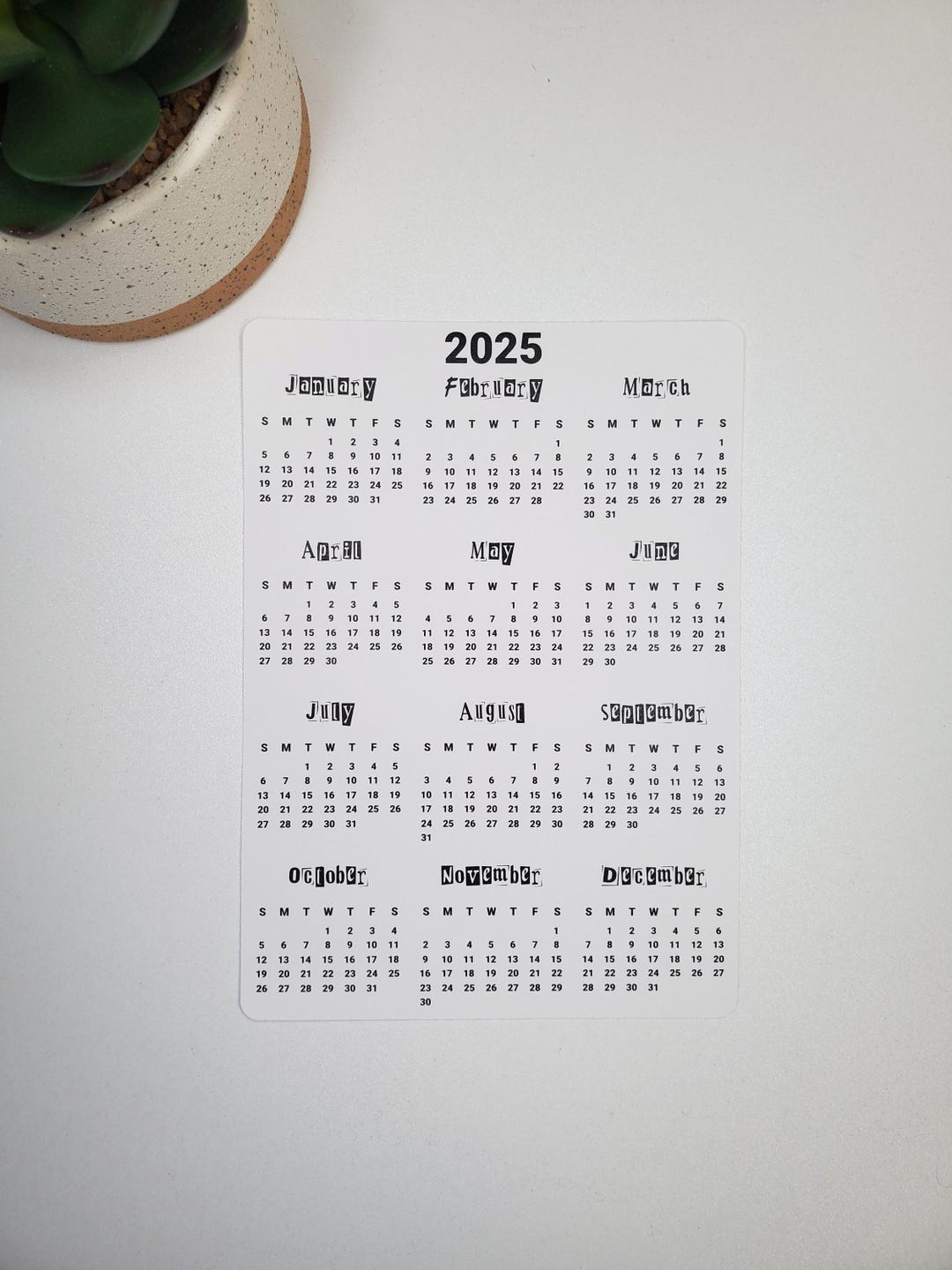 Year at A Glance Calendar Sticker for Planners and Journals - Collage ...