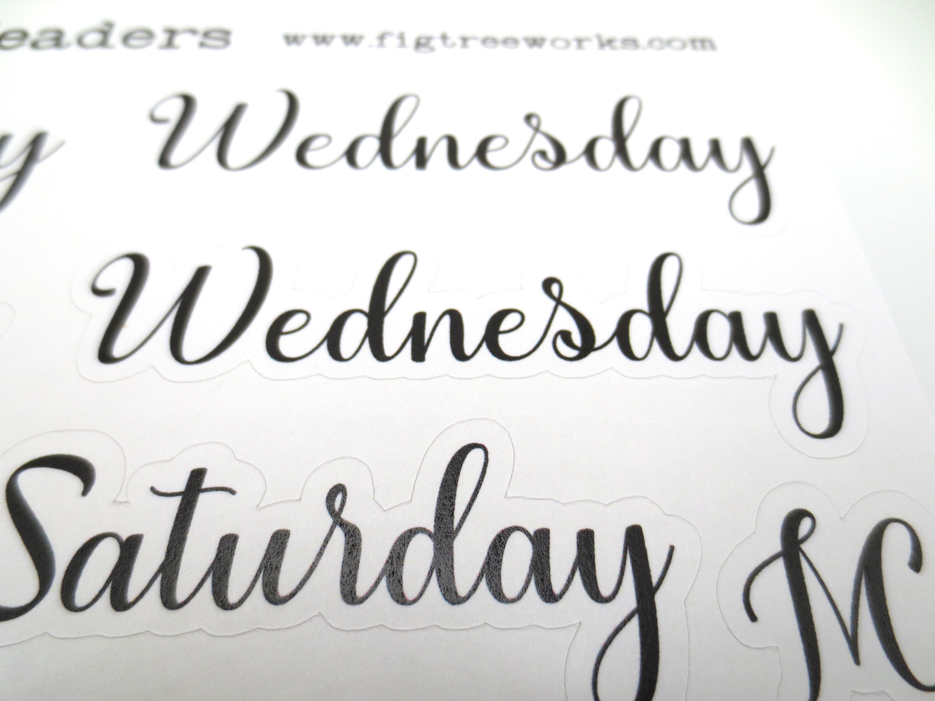 Days of the Week Header Planner Stickers Weekday Name | Etsy