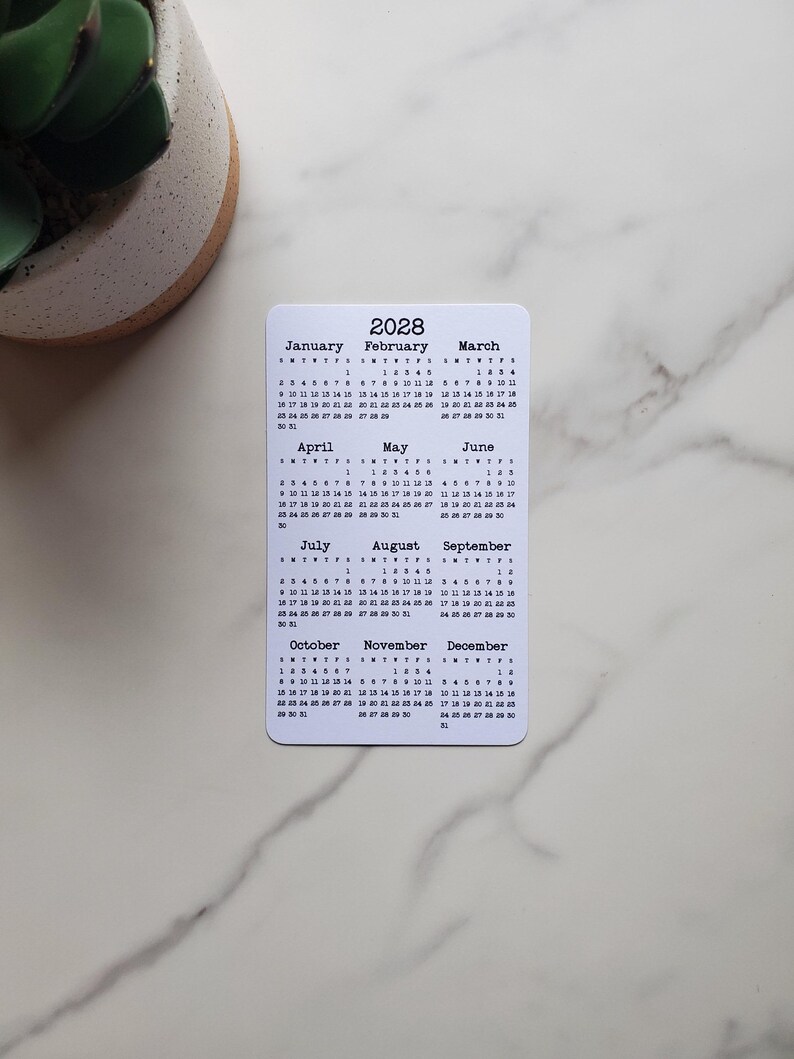 Small Year at A Glance Cardstock Calendar | 2026 - 2028 | Start on Any ...