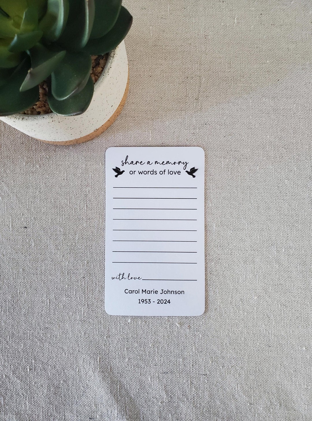 Personalized Share A Memory Cards for Celebration of Life | 3" X 5 ...