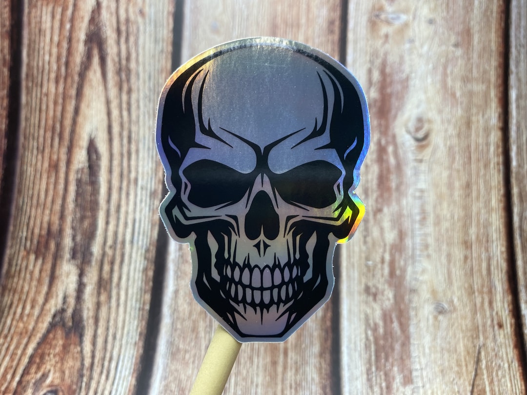 Skull Holographic Vinyl Sticker | Vinyl Sticker for Water Bottles ...