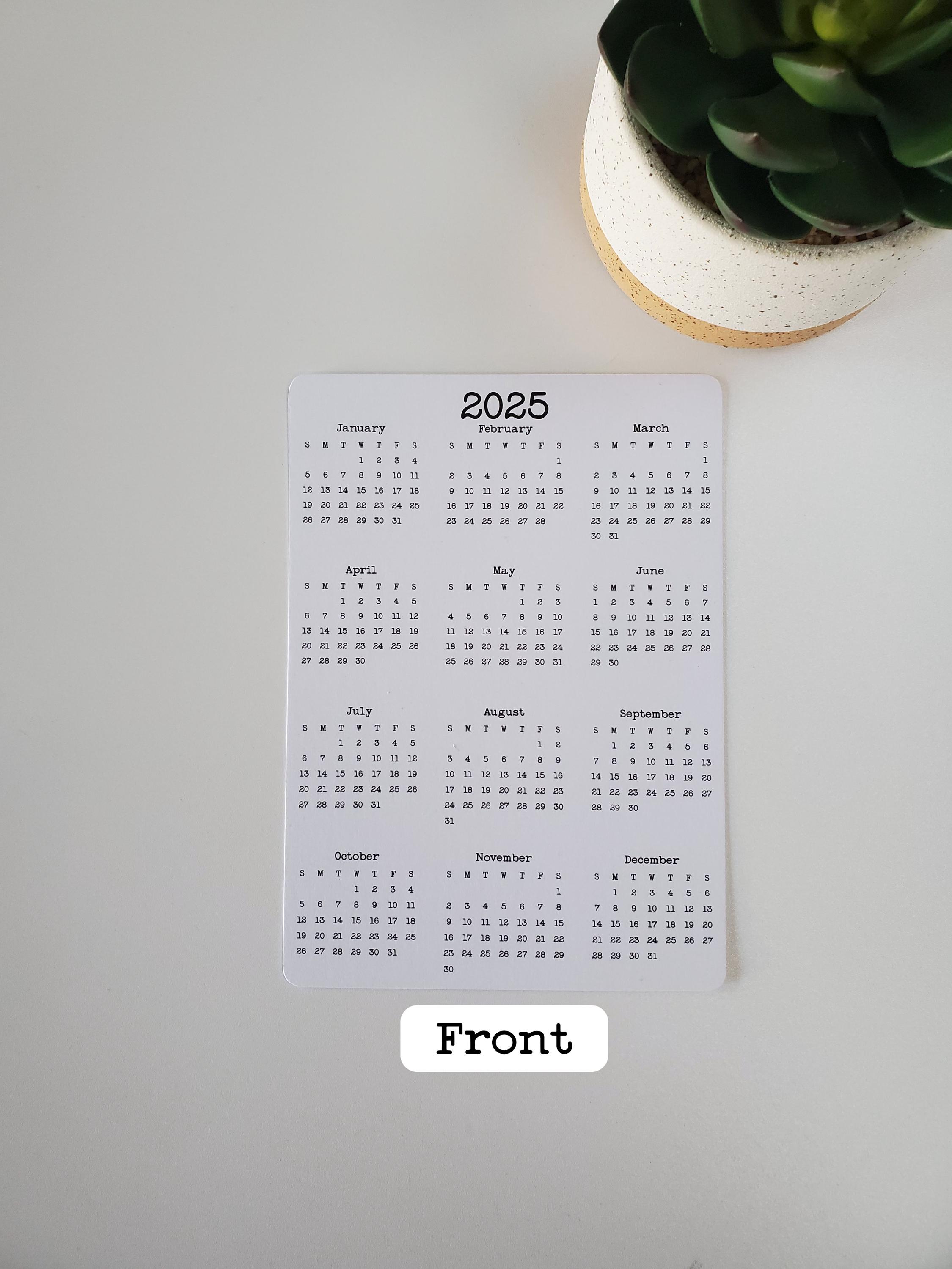 Double Sided Year at A Glance Cardstock Calendar With 2 Years 5" X 7 ...
