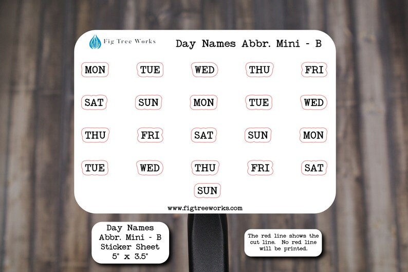 Day Names Abbreviated Mini Sticker Sheet Weekday Name - Etsy
