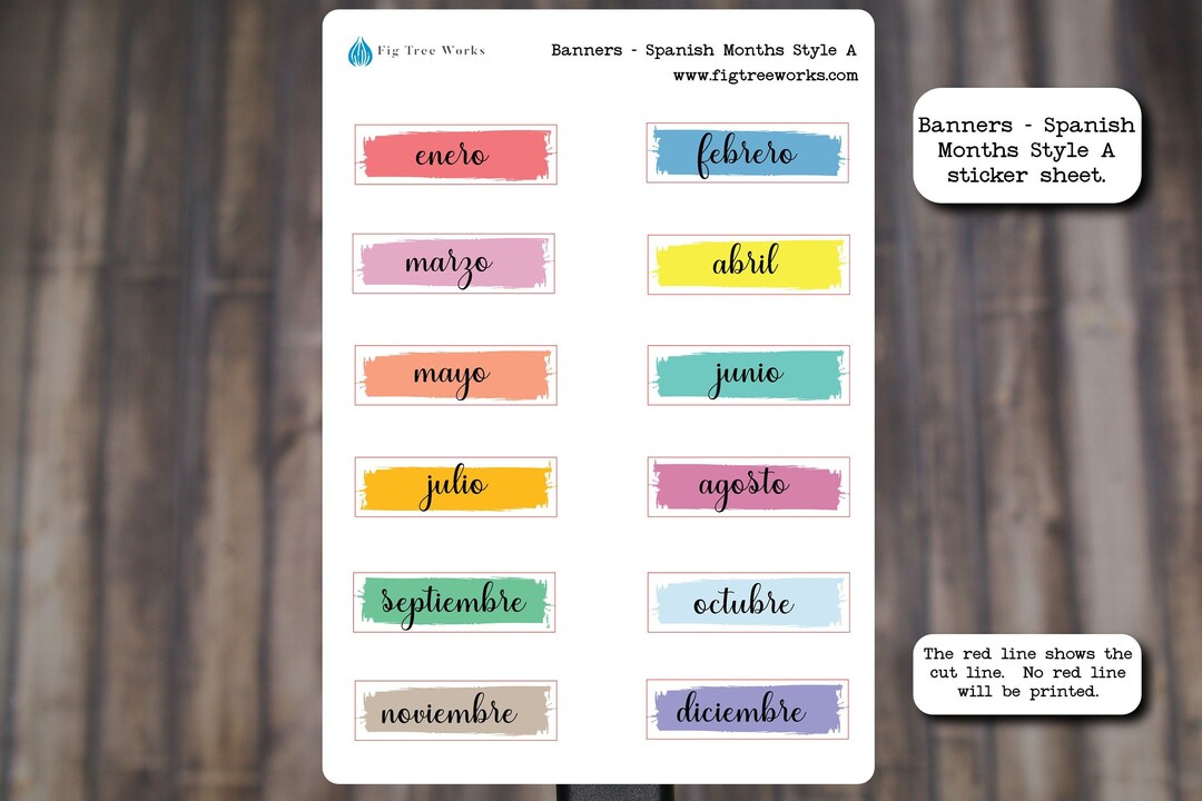 Months Banner Stickers in Spanish | Month Headers | Planner Stickers ...