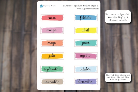 Months Banner Stickers in Spanish Month Headers Planner | Etsy