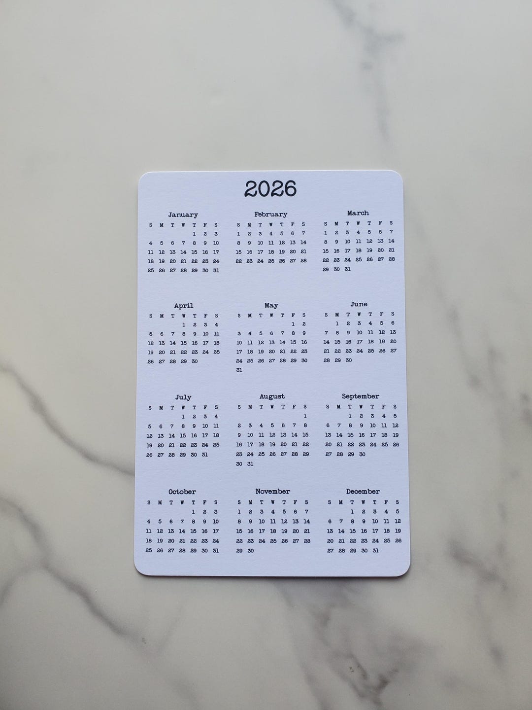 Year at A Glance Cardstock Calendar | 2026 - 2028 | Start on Any Month ...