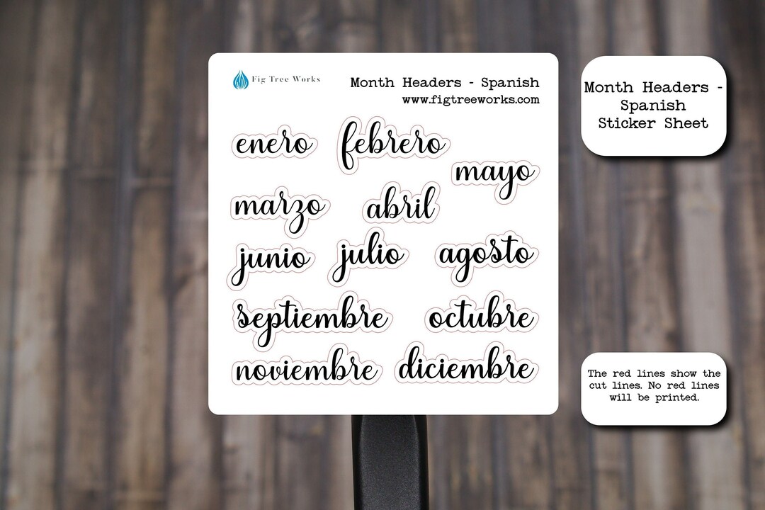 Month Header Planner Stickers in Spanish | Month Names Sticker, Kiss ...