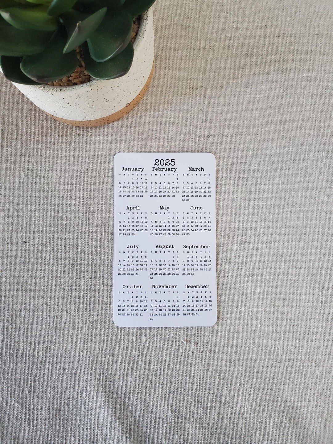 Small Year at A Glance Cardstock Calendar | 2025 - 2027 | Start on Any ...