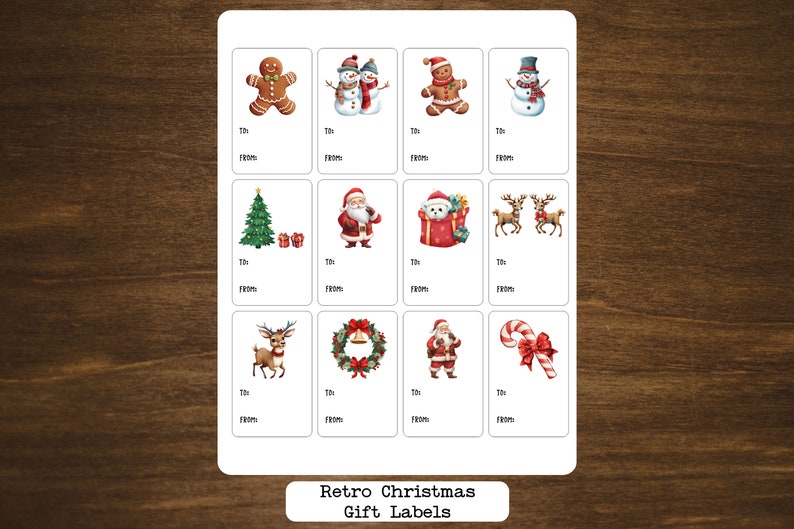 Retro Christmas Gift Labels | Holiday Gift Tags | Present Stickers - Etsy