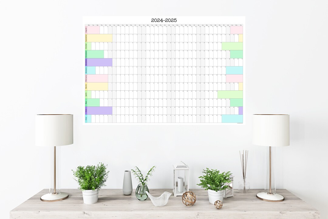 Large Academic Wall Calendar 2024 2025 Start on July or August Wall ...
