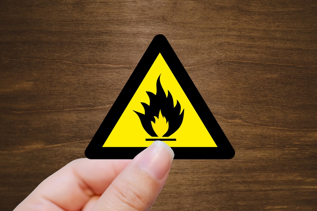 Flammable Warning Vinyl Sticker | Die Cut, Glossy, Vinyl | Warning ...