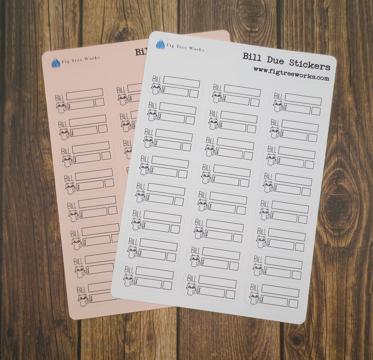 Bill Due Stickers Payment Bill Due Cat Design Sticker Sheet - Etsy