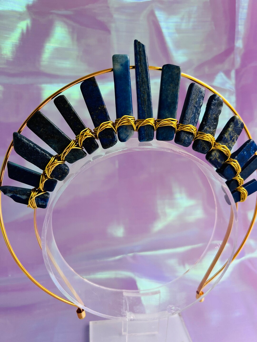 Lapis Lazuli Crystal Crown Bohemian Goddess Tiara Wedding Headpiece - Etsy