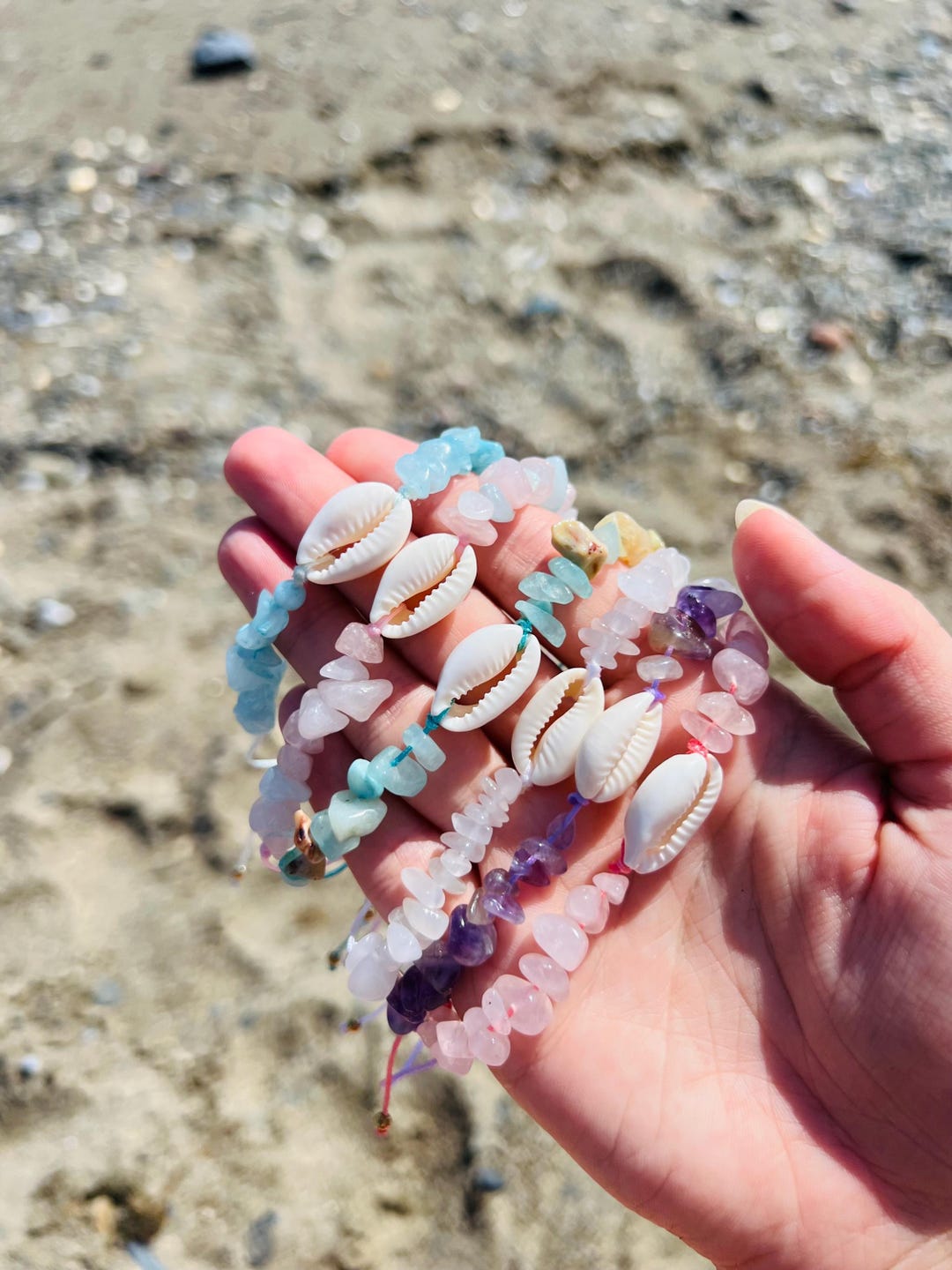 CRYSTAL SHELL Bracelet + Anklet | Crystal Bracelets, Chip Crystals ...